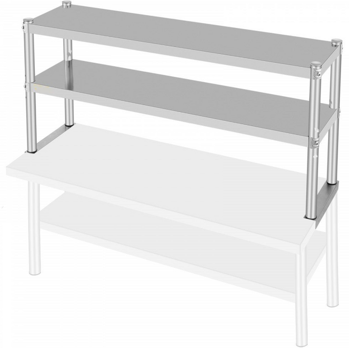 Stainless steel overbench double shelving 2 tiers, Multiple sizes avai ...