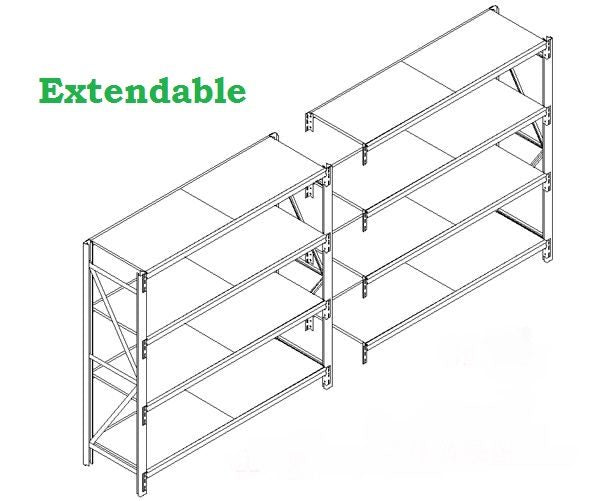 Heavy duty shelving unit 2m L x 600mm D x 2m H, 4 shelves, 200kg per s ...