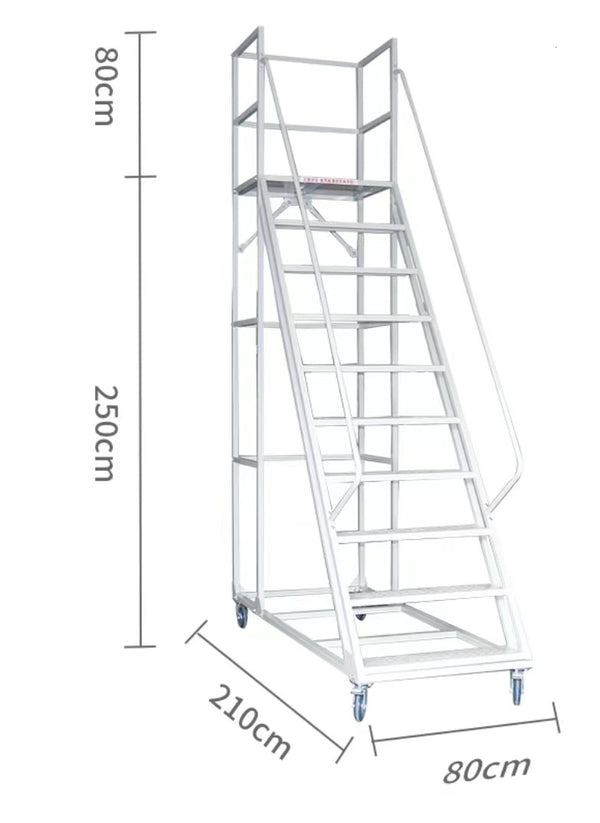 Brand New Rolling /mobile Warehouse Ladder with Work Platform -Blue, M ...