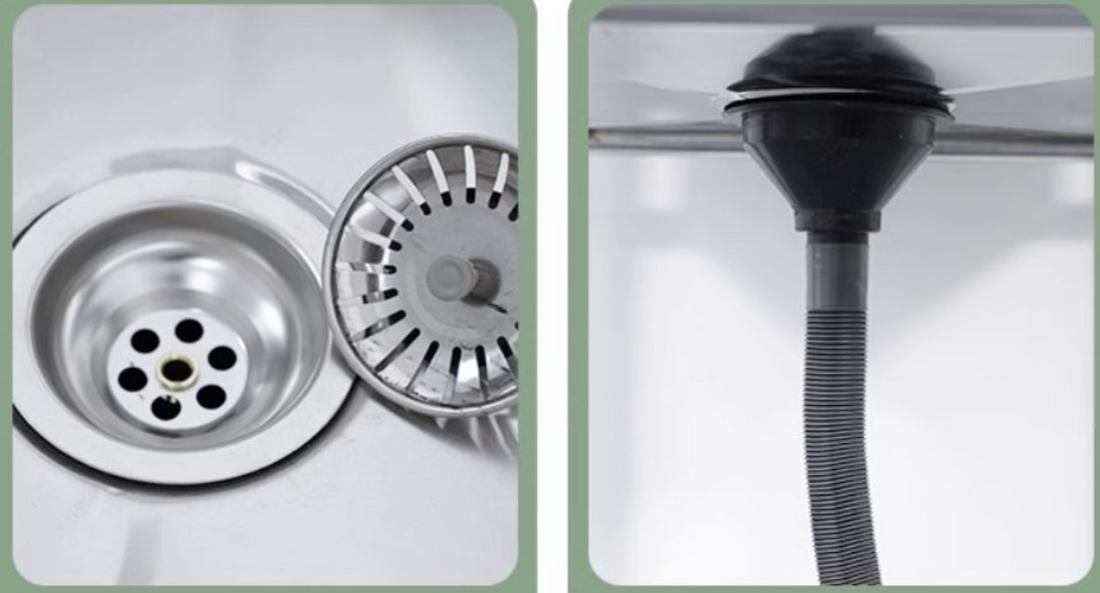 Stainless Steel Commercial Kitchen Worktop Left & Right sink Bench & S ...